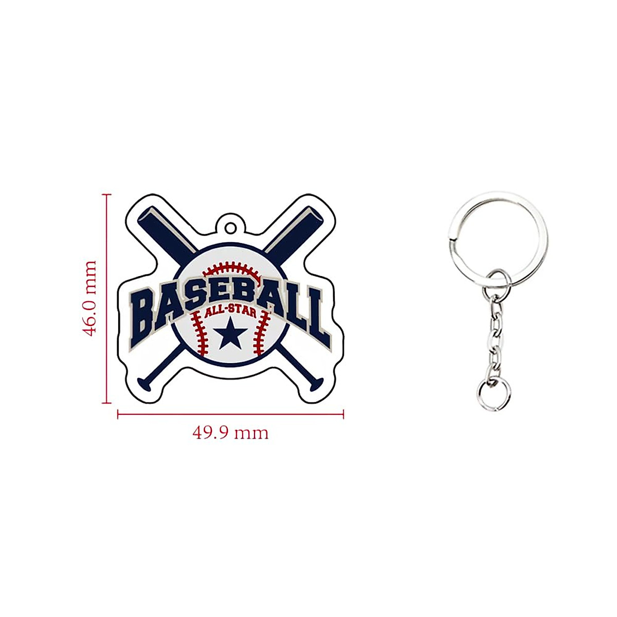 NEUNEL Designed with for Braves fans Set 2-pack Premium Acrylic keychain，Double layered Acrylic Crystal, Stainless Steel Keyring ring