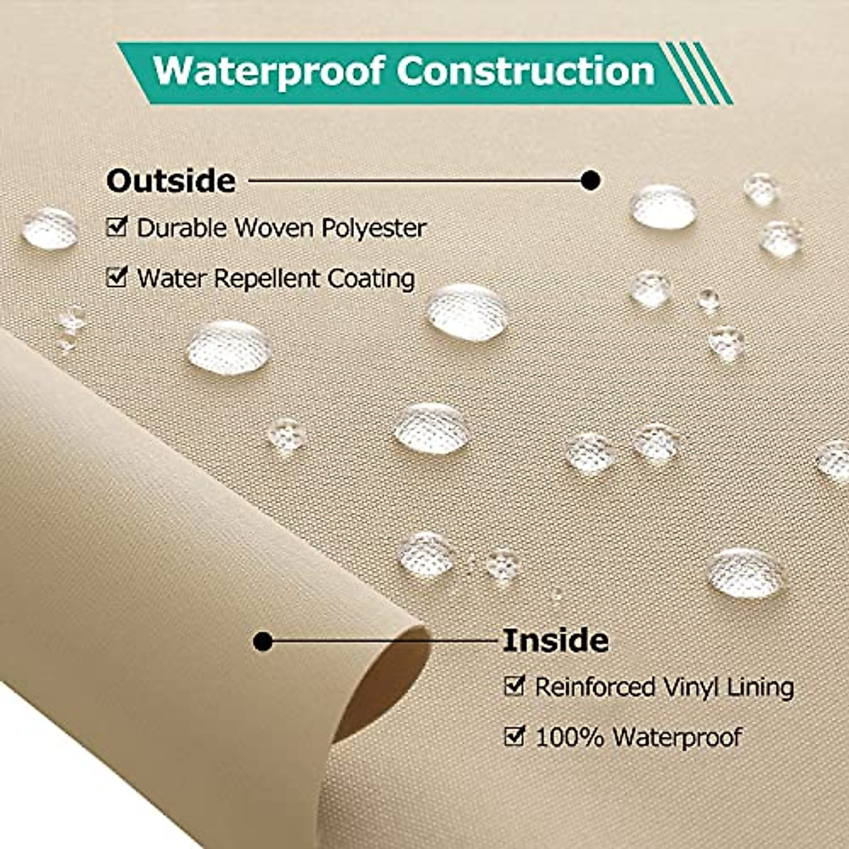 SunPatio Chaise Lounge Cover Outdoor Waterproof, 2 Pack Patio Lounge Chair Cover 600 D Heavy Duty, UV & Rip & Fade Resistant, All Weather Protection, 80W x 32D x 10/25H inch, Beige & Olive