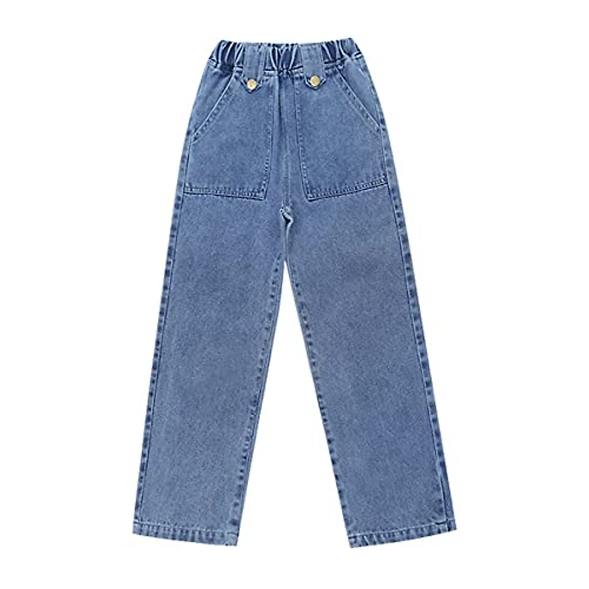 LittleXin Kids Girls' Casual Wide Leg Denim Pants Elastic Waist Jeans Age 4-14 Years(BE,8-9 Years)