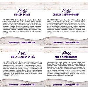 Wellness Natural Premium Canned Cat Wet Food Pate - 12 Pack Cans Variety Bundle Pack 4 Flavor - (Chicken,Beef, Salmon & Turkey) W/HS Pet Food Bowl - (5 Oz Cans)