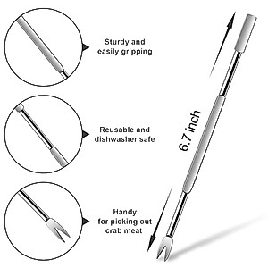 8 Pcs Lobster Crackers and Picks Set, Crab Leg Cracker Tools, Stainless Steel Seafood Crackers & Forks Nut Cracker Set for Eating Stake Support