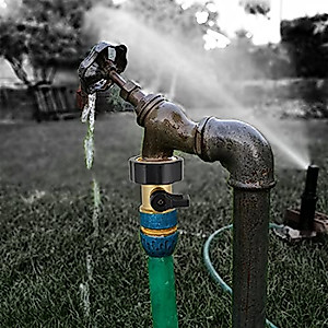 Lifynste Heavy Duty Brass Shut Off Valve Garden Hose Connector, 2 Sets