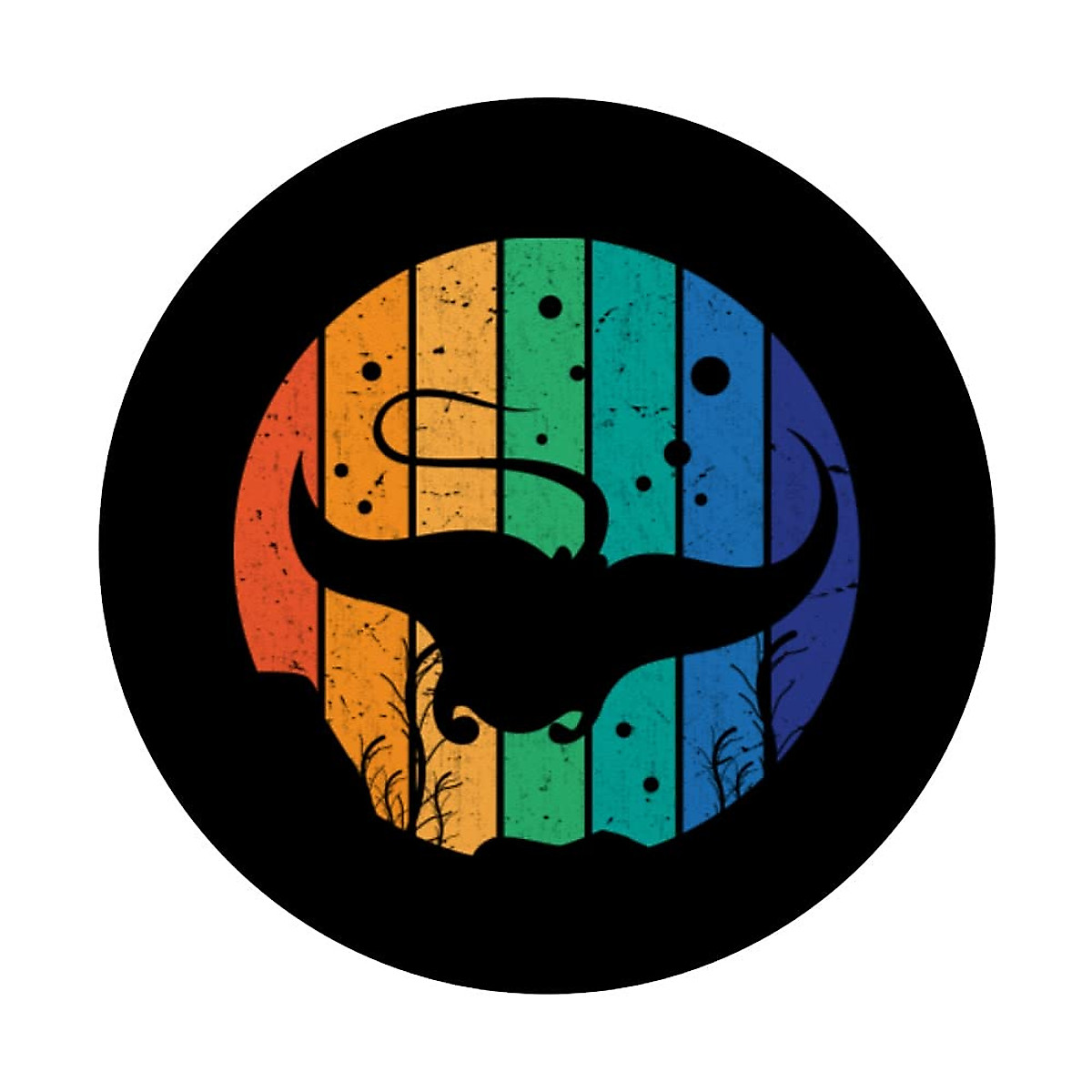 Aquarium Stingray Ocean Animal Lover Retro Manta Ray PopSockets Swappable PopGrip