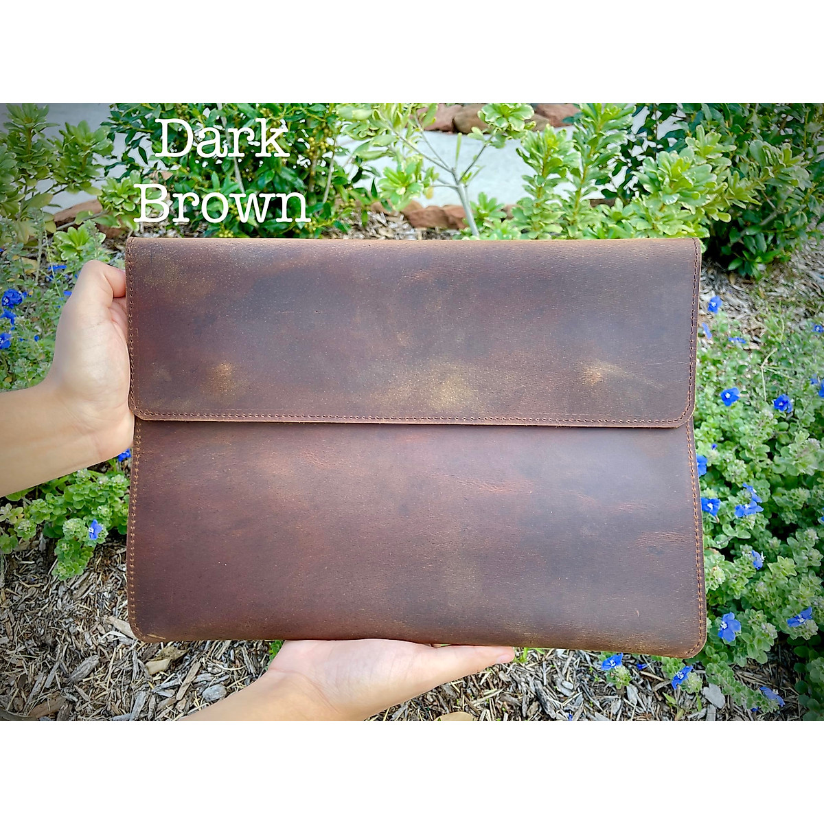 LUCASGIFT Compatible with MacBook Pro/Air 13" 15" 16" LEATHER LAPTOP SLEEVE, Leather Laptop Case, Personalized Laptop Sleeve, Leather Computer Case, Envelope Sleeve, Monogrammed gifts her him