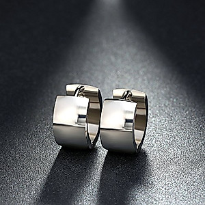 MELUOGE 2 Pairs Unique Fashionable Stainless Steel Small Hoop Earrings for Men Women Huggie Earrings (gold with Silver) Rose Gold (silver)