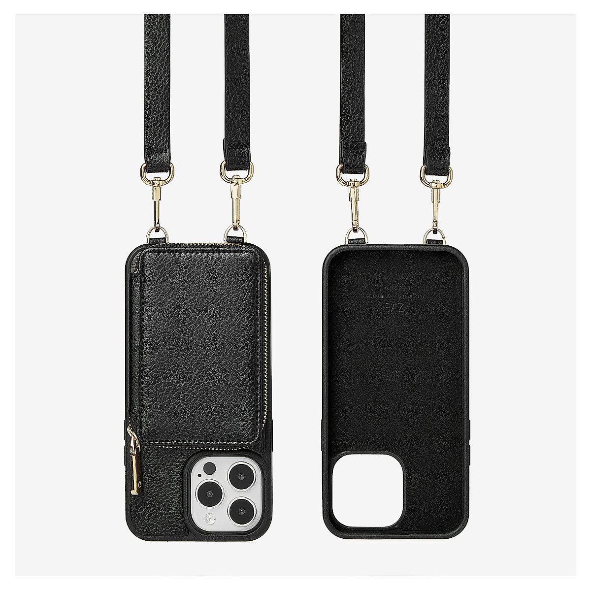 ZVE for iPhone 11 Pro Max Wallet Case with Card Holder, Phone Case with Crossbody Wrist Strap, Zipper Leather RFID Blocking Purse Cover for Apple iPhone 11 Pro Max 6.5 inch 2019 - Black