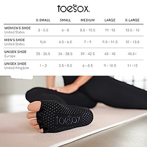 toesox Non Slip Ankle Half Toe Grip Socks - Pilates Socks with Grips for Women, Yoga, Barre and Dance