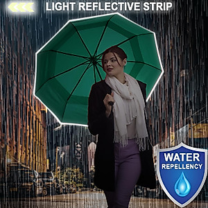 Royal Walk Windproof Folding Travel Umbrella Compact and Strong Luxurious Real Wood Handle Automatic Open Close Vented Double Canopy for Men and Women