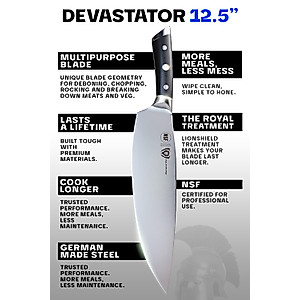 Dalstrong Giant Butcher Meat Cleaver Knife - 12.5"-Gladiator Series-The Devastator - Massive 4mm Thick-HC German Steel Kitchen Knife-Giftable Breaking Knife-w/Sheath