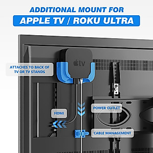 Rfiver Swivel TV Floor Stand with Mount for Apple TV/Roku Ultra, Universal for 32-65 Inch LCD LED Flat Screen, Height Adjustable TV Mount Stand with Shelf, Space Saving Corner TV Stand for Home Office