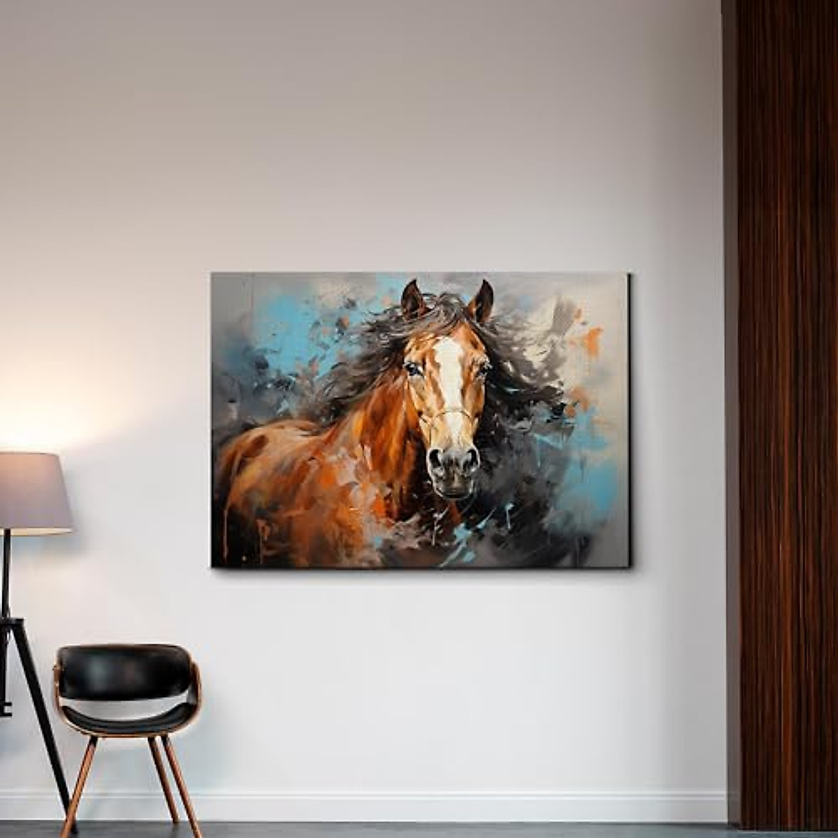 Majestic Black Stallion Galloping In The Clouds, Black Horse On Salt Flats, Canvas Print, Black Horse Print, Black Horse Wall Art