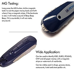Portable Mini 2 In 1 Money Detector, UV plus Light Magnetic Head Currency Note Detector Counterfeit w/Lanyard Checker Magnetic Detector Counterfeit Bill Detectors works with any currency USD EUR POUND