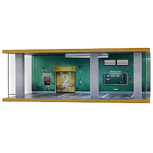 Display Case for Cars with Acylic Cover and LED Lighting for 1/24 Scale Diecast Car, Lego Cars Speed Champions 76908 76907 76901 76910 76909 76895, Model Cars, 3 Parking Space (Route 66)