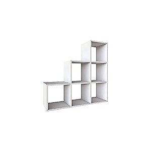 Letmobel Stair-Step 6 Cube Organizer | Book Shelf Organizer Cube Storage Shelf | DIY Cubical Storage Organizer | Shelf Organizer for Bedroom Living Room Office | Grey Cube Shelf for Home Offices