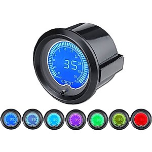 LEVANLIGHT Black 7 Color LED Display 30 PSI Turbo Boost/Vacuum Gauge Kit for Car Truck | 7 Adjustable Color LED | Dual Digital Analog Output | 2-1/16" 52mm