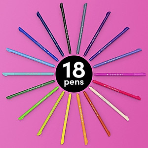 PAPERAGE Felt Tip Fine Line Marker Pens (0.4 mm Metal Pen Nib), 18 Pack Pen Set for Bullet Style Journals, Notebooks, Planners, Calendars, Notes & Coloring - Use at Home, Office, School