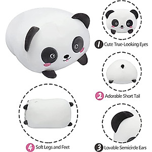 TemBe 23.6 inch Cute Large Panda Plush Stuffed Animal Pillow, Very Soft Squish Mellow Hugging Toy Gifts for Bedding, Kids Sleeping Cute Pillow (Panda)