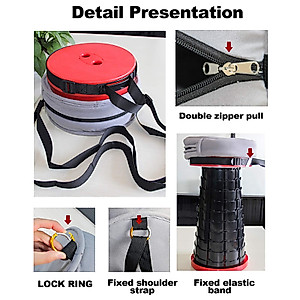 Deer's Life Portable Collapsible Stool with Cushion Pad, Retractable Folding Telescopic Camping Seat for Adults, Small Lightweight Sturdy Adjustable Stools for Travel,Kitchen,Garden,Fishing