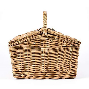 PICNIC TIME Piccadilly Picnic Basket - Romantic Picnic Basket for 2 with Picnic Set, (Red & White Plaid Pattern)