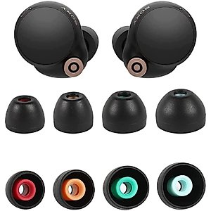 Zotech Replacement Eartips Silicone Earbuds Buds Set for Sony in-Ear Headset WF-1000XM4 WF-1000XM3 MDR-XB50AP XBA-H1 WF-XB700 WF-SP800N. XS/S/M/L, 4 Pair (Black)