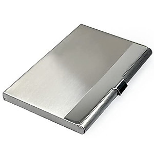 Sunplustrade Business Card Holder for Men and Women (Slim Minimalist Design Case, Stainless Steel Metal, Fits 18 Business Cards in Pocket)