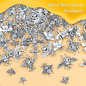 JIALEEY 81PCS Alloy Bee Honeybee Charms Antique Tibetan Silver Bee Charms Pendants DIY for Necklace Bracelet Earrings Jewelry Making Crafting