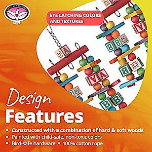 Super Bird Creations SB448 Katy's ABC Jr. Bird Toy, Medium Bird Size, 7" x 5" x 1.5"