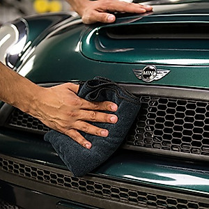 Chemical Guys MIC35303 Workhorse Professional Grade Microfiber Towel, Black, 16" x 16", Pack of 3