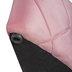 VilroCaz Queen Size Upholstered Platform Bed with Wingback Headboard, Velvet Platform Bed Mattress Foundation with 1 Big Drawer and 2 Side Storage Stool, Strong Wood Slats Support (Pink-S)