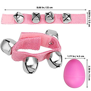 MUKLEI 30 Packs Shaker Musical Instruments, 15 Packs Plastic Egg Shakers and 15 Packs Wrist Band Jingle Bells, Jingle Bells Instrument Wrist Shaking Bells for Party, Christmas, Birthday, 5 Colors