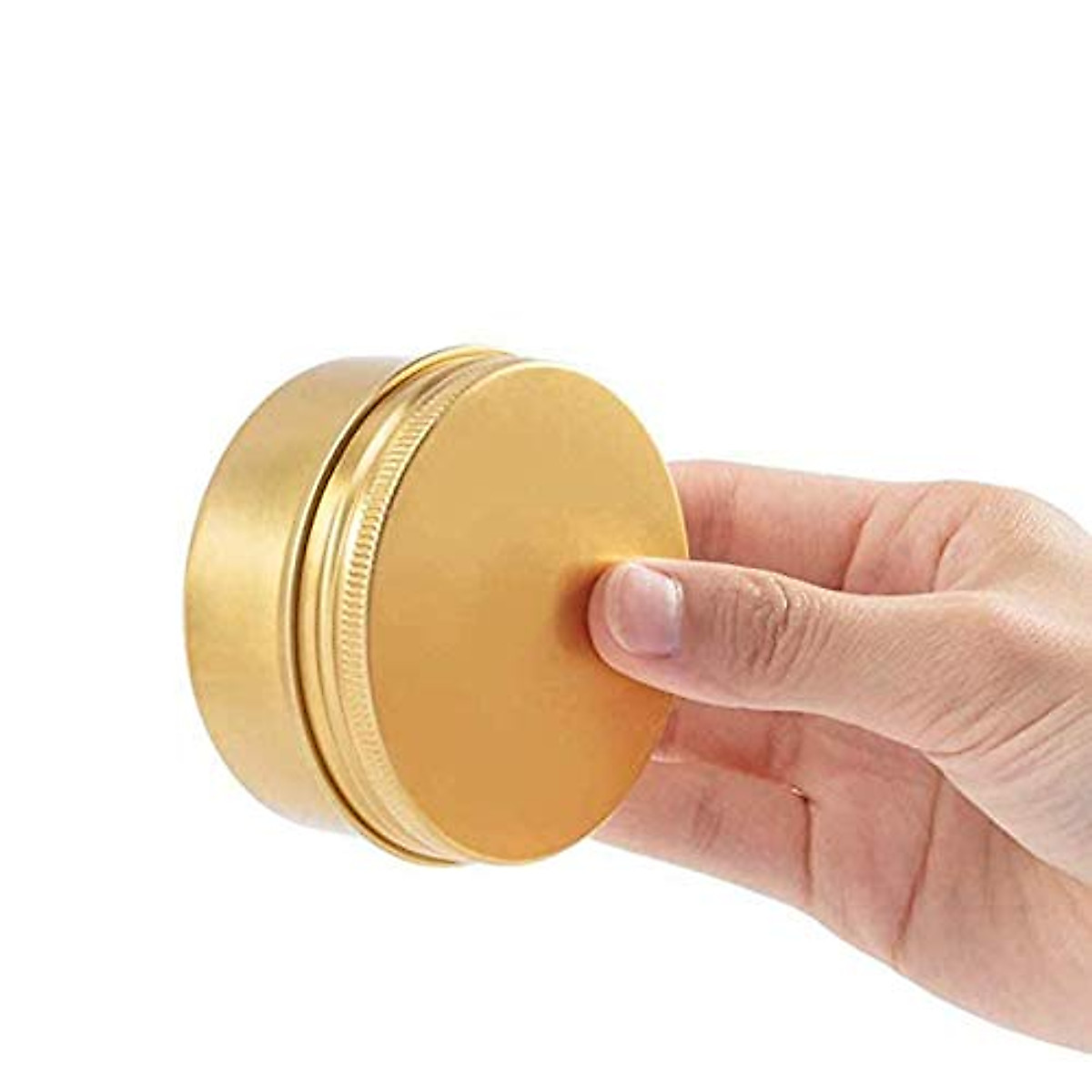 Qixivcom 6 Pack 5 Oz Screw Lid Round Tins Aluminum Tin Cans Jar Metal Steel Tins Container 150ml DIY Candle Empty Tins Cosmetic Sample Container Travel Storage for Spices Candies Tea Gift(Gold)