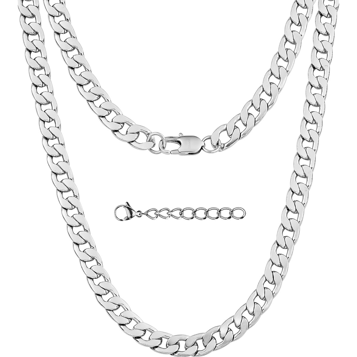 Silvadore Silver Mens Necklace Chain for Men Stainless Steel CUBAN Link Jewelry - Cadenas Para Hombres - 20 inch 9mm Thick Miami Curb - Non-Tarnish Rapper Cool Sterling Christmas Gift