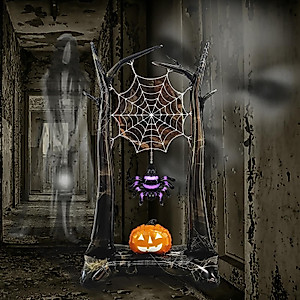 2Pcs Halloween Decorations 55'' Large Standable Balloons, Halloween Tree Scary Skeleton Foil Balloon, Spider Web Pumpkin Foil Balloon, Halloween Decor Mylar Balloons