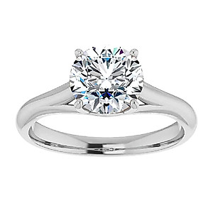 10K/14K/18K Solid White Gold Handmade Engagement Ring 1.0 CT Round Cut Moissanite Diamond Solitaire Wedding/Bridal Rings Set for Womens/Her Proposes Gifts