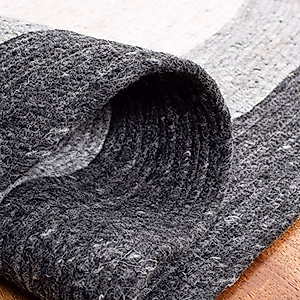 SAFAVIEH Braided Collection 4' x 6' Oval Grey/Ivory BRD903A Handmade Country Cottage Reversible Wool Entryway Foyer Living Room Bedroom Kitchen Area Rug