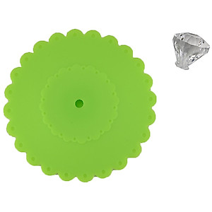 AKOAK 2 PCS New Cute Anti-dust Silicone Acrylic Diamond Glass Cup Cover Coffee Mug Suction Seal Lid Cap,Light Pink and Green