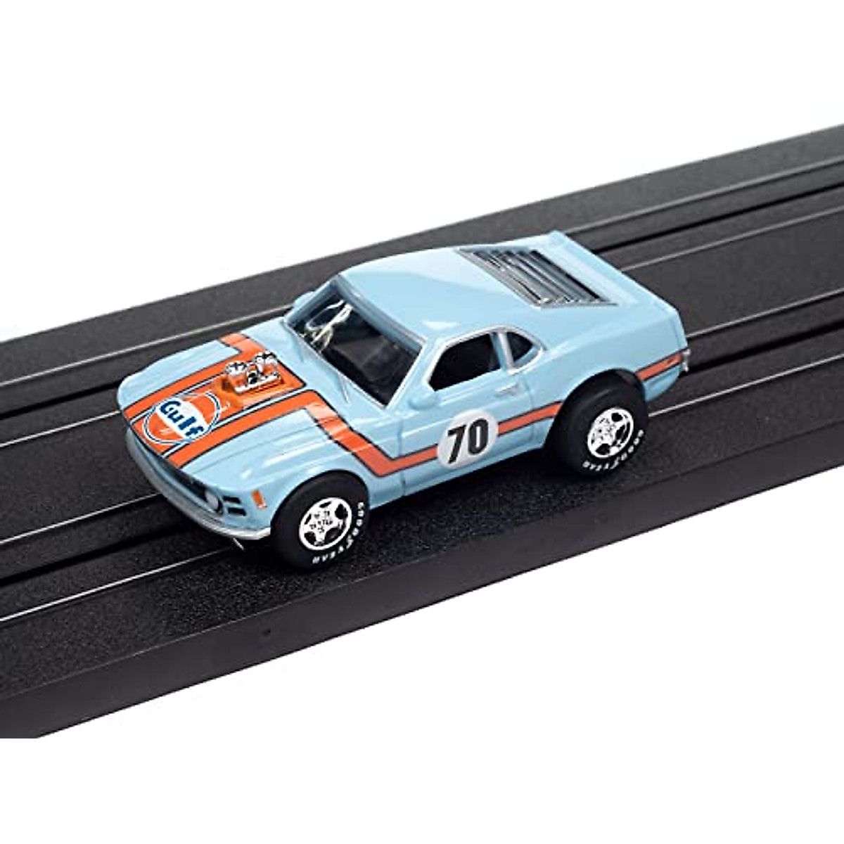 Auto World Super III 1970 Ford Boss Mustang (Gulf Blue) HO Scale Slot Car