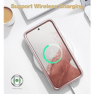 SURITCH for Samsung Galaxy S23 Plus Case, [Built-in Screen Protector] [Dual-Layer Protection ] Full Protection Shockproof Rugged Bumper Phone Cover for Samsung S23 Plus 6.6 Inch - Rose Marble