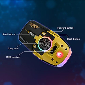 RGB LED Lighting, EDC Stress-Release, Bluetooth 2.4G Wireless UFO Gaming Mouse, 5 Buttons, 4 DPI Optical, Rechargeable, with USB Receiver, for Laptop, PC Computer, MacBook (Black)