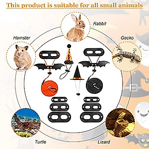 Frienda 4 Pieces Halloween Bearded Dragon Costume Bearded Dragon Leash Hat Set Adjustable Reptile Harness in 3 Sizes with Traction Rope for Lizard Reptile Festival Party Photo Props