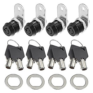 X AUTOHAUX 4 Sets 5/8" Zinc Alloy RV Storage Locks Cabinet Lock with Keys Cannular Cam Lock Offset Drawer Lock Black Fits on 3/8" Max Door Thickness