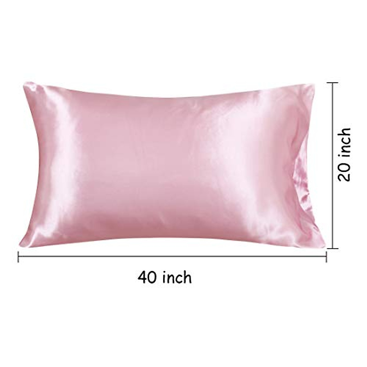 Chonty Satin Pillowcase for Hair and Skin, Cooling Satin Pillow Case Cover Silk Pillowcase Set of 2 with Envelope Closure (20x40, Pink)