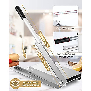 Moongiantgo Manual Meat Bone Cutter Rib Slicer Heavy Duty Chicken Cutting Machine with 16 Inch Knife SUS Bone Chopper for Beef Goat Pig Fish Butcher Commercial Kitchen (KD0298)