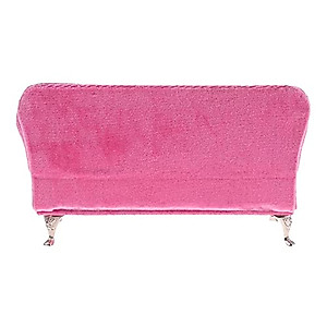 YUPVM 1/6 Miniature Dollhouse Sofa with Pillows Pink Suede Sofa for Dollhouse Decorate Furniture Accessories (500179341)
