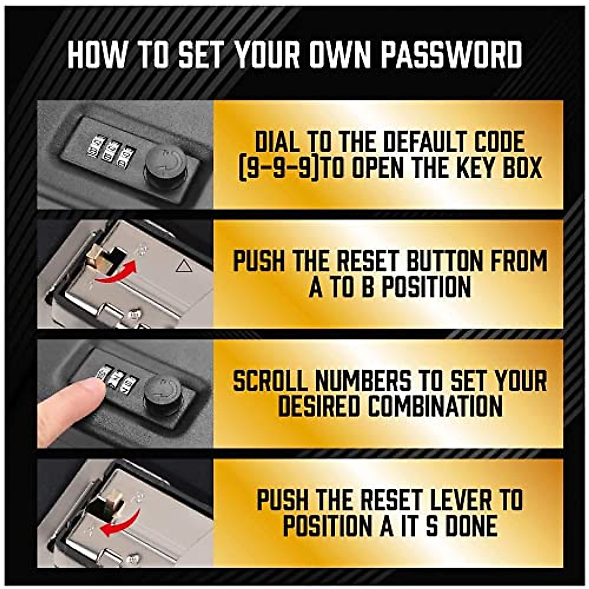 HORUSDY Lock box for Guns and Valuables,Portable Security Case Lock Box Safe with Combination Lock
