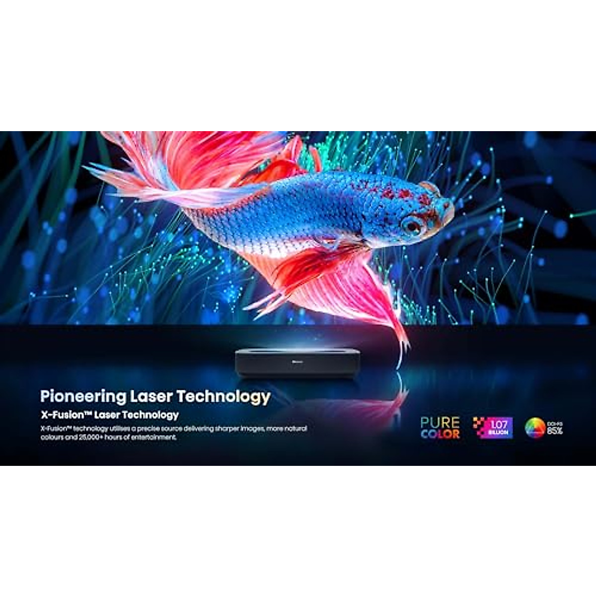 Hisense PL1 Ultra Short Throw Home Theater Smart Projector, 80"-120", 4K UHD, Dolby Vision & Atmos, HDR10, Google TV, Netflix, 2200 ANSI Lumens