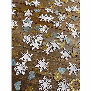 100PCS Snow In Love Bridal Shower Bachelorette Party Table Scatter,Diamond Ring And Snowflake Confetti for Winter Bridal Shower Decorations,Snow In Love Engagement Party Decor