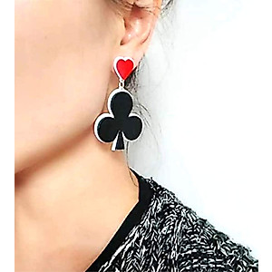 CutieJewelry Dangle Poker Party Unique Players Big Card Earrings (Spades)
