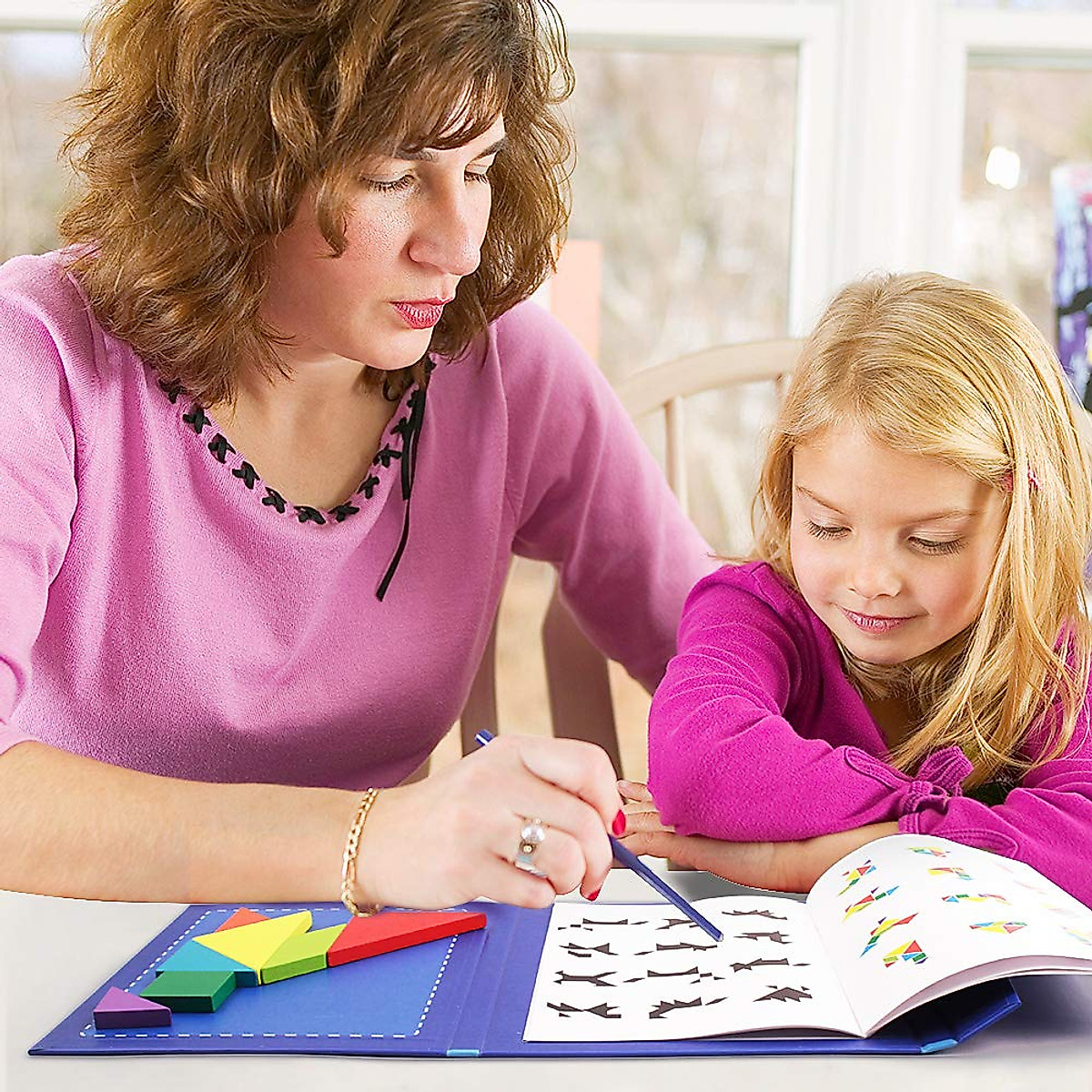 Yohelly Wooden Pattern Blocks Toys Gifts for 1 2 3 4 5 6 Years Old,Montessori Learning Toys for Boys Girls Ages 1-3, Geometric Shape Puzzle Kindergarten Classic STEM Educational Tangram Toys