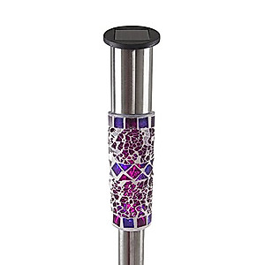 Solar Outdoor LED Light, Battery Operated Stainless Steel Mosaic Column Path and Walkway Lights For Landscape, Patio, Pathways by Pure Garden